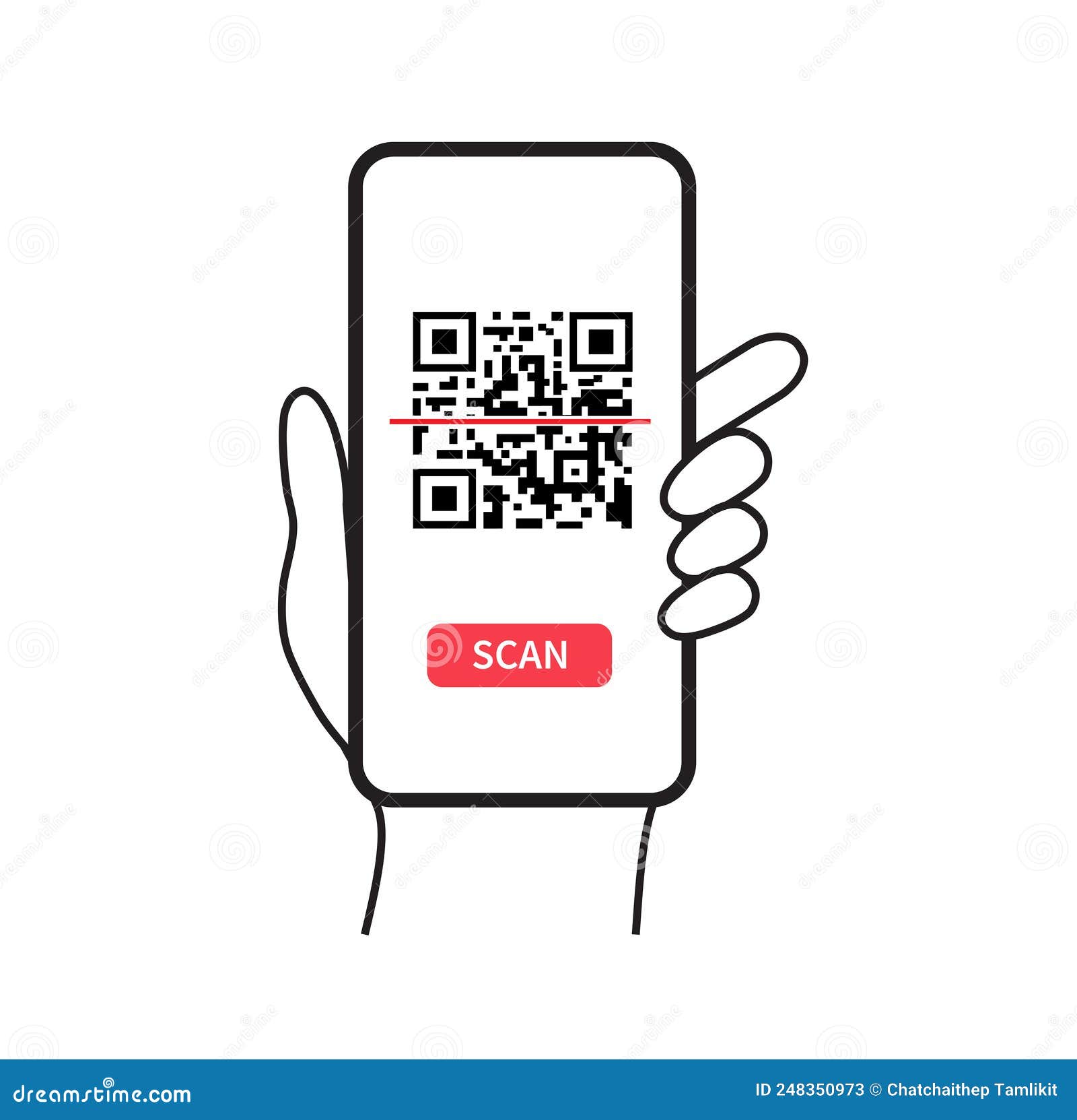 Scan QR Code with Mobile Phone. Online Shopping Concept. Vector ...