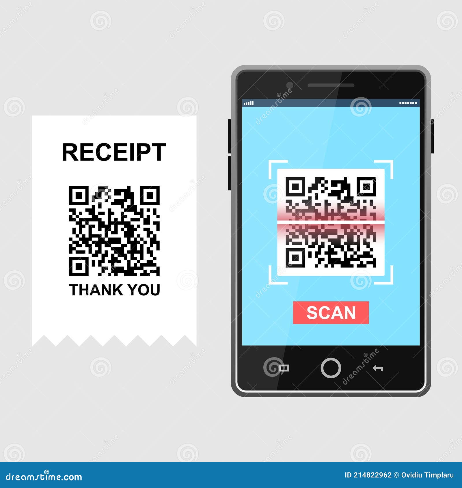 Scan QR Code and Pay Receipt To Smartphone Stock Vector - Illustration ...