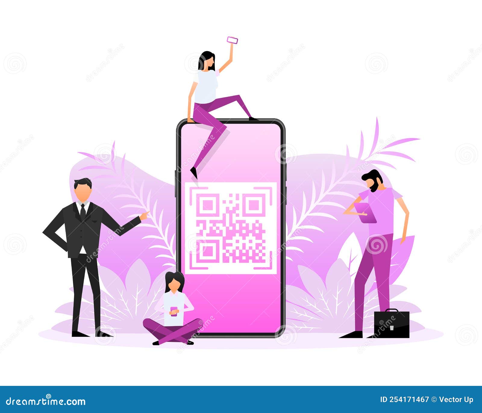 Scan Qr Code People, Great Design for Any Purposes. Flat Design Stock ...