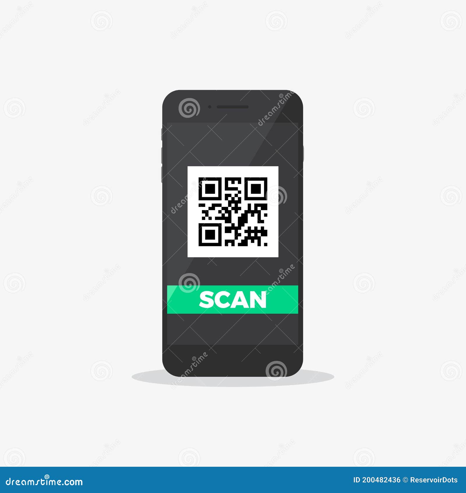 Scan QR Code Phone Flat Icon Stock Vector - Illustration of mobile ...