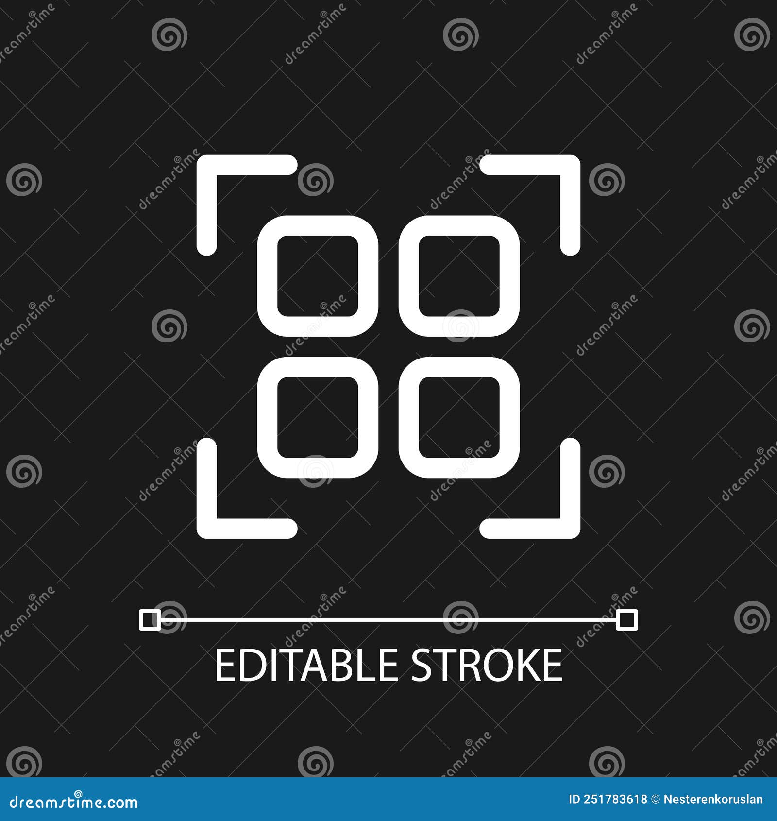 Scan Qr Code Pixel Perfect White Linear Ui Icon for Dark Theme Stock ...