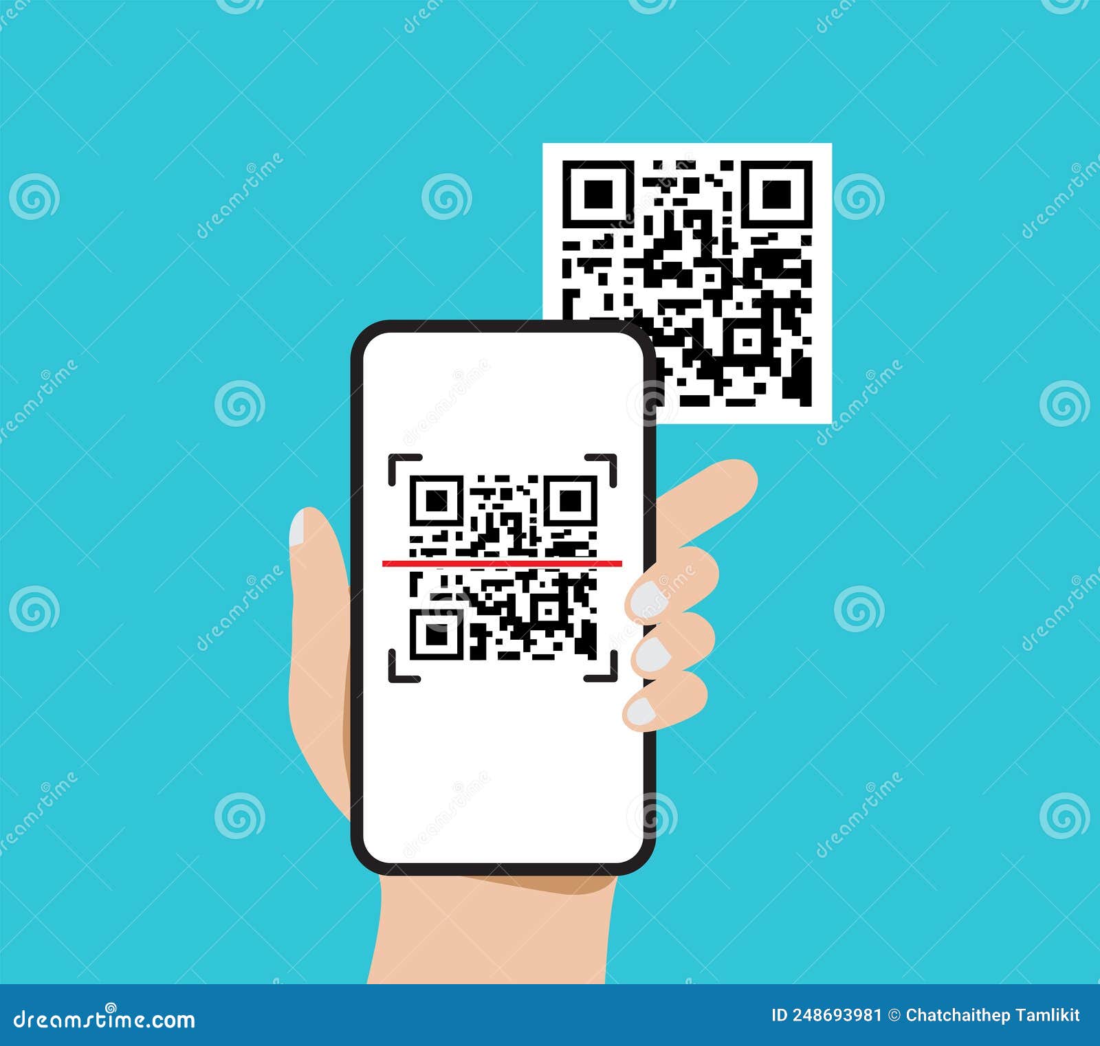 Scan QR Code with Smartphone. Digital Money. Online Shopping Concept ...