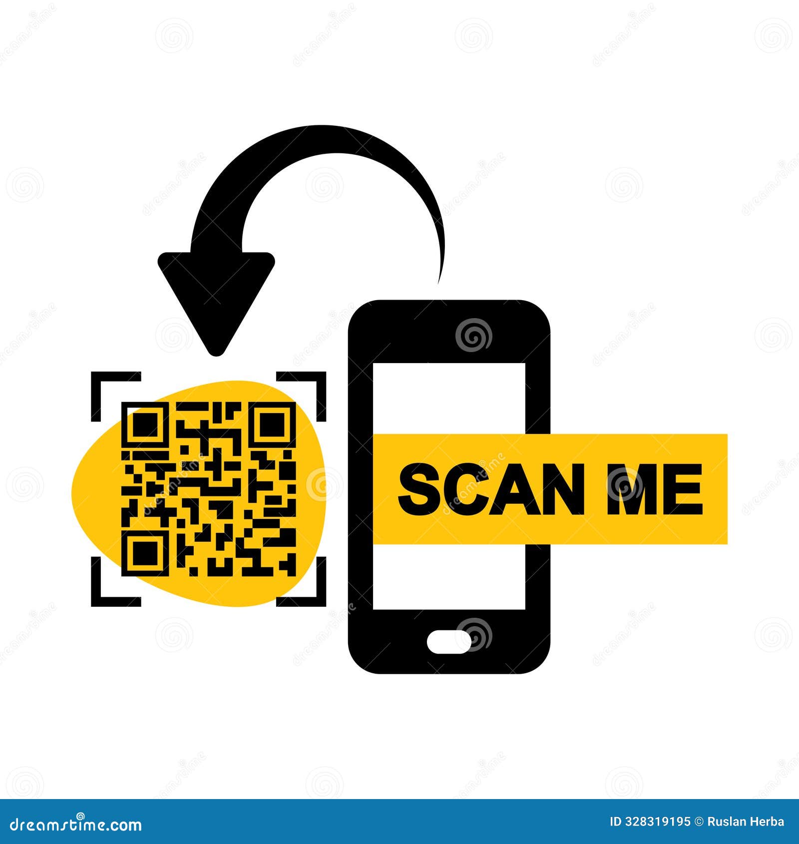 Scan QR Code from Smartphone. Scan Me Stock Illustration - Illustration ...