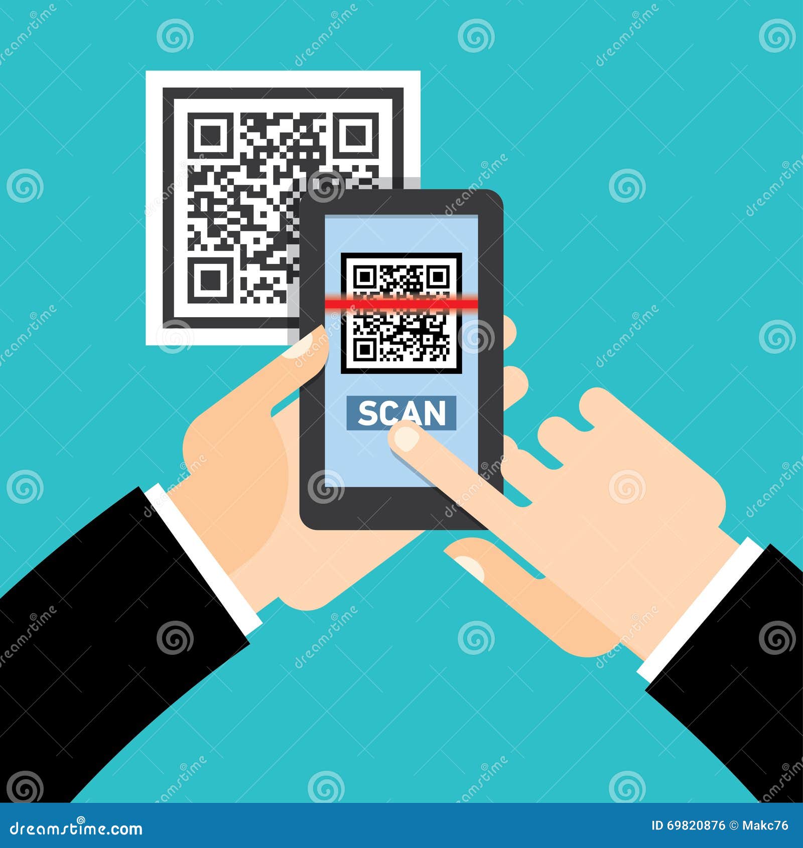 Scan Qr Code To Mobile Phone Stock Vector Illustration Of Telephone Render 69820876