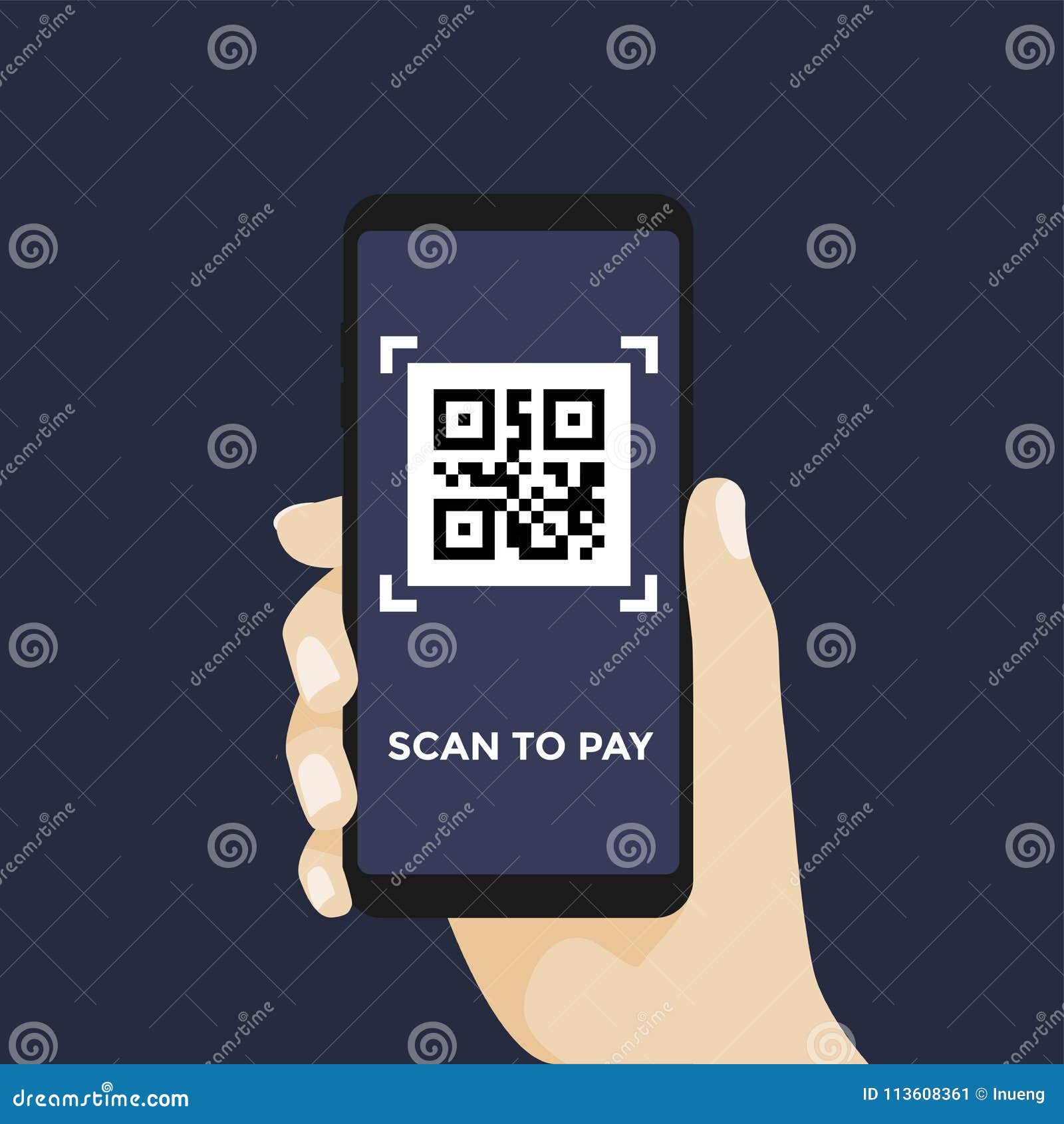 Scan QR Code To Pay with Mobile Phone. Scanning Barcode with Telephone ...
