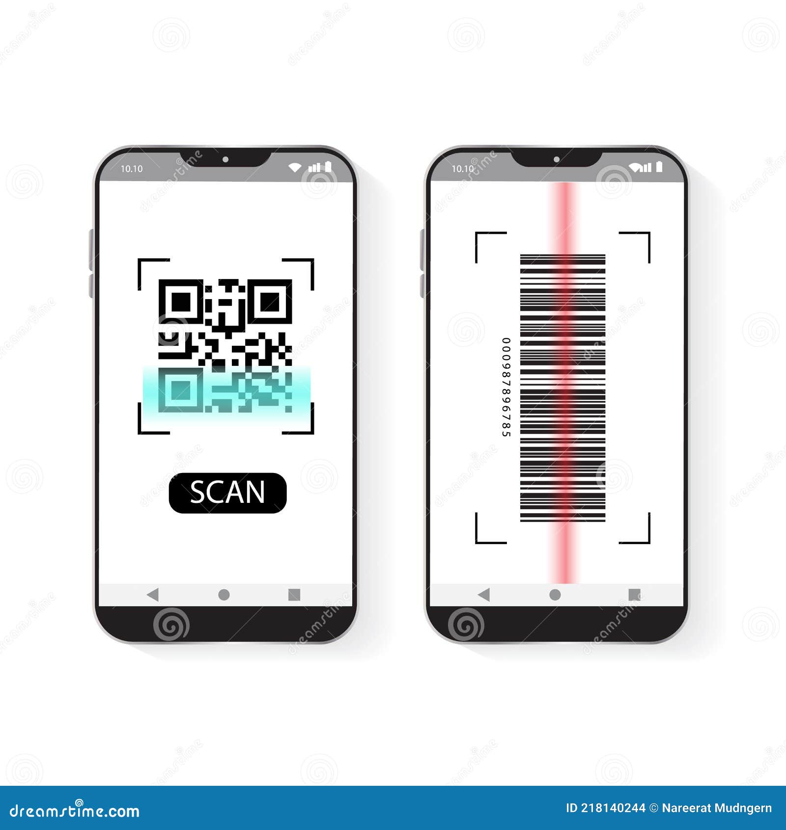 Scan-QR-Code Und Strichcode Vektor Abbildung - Illustration von scanner ...