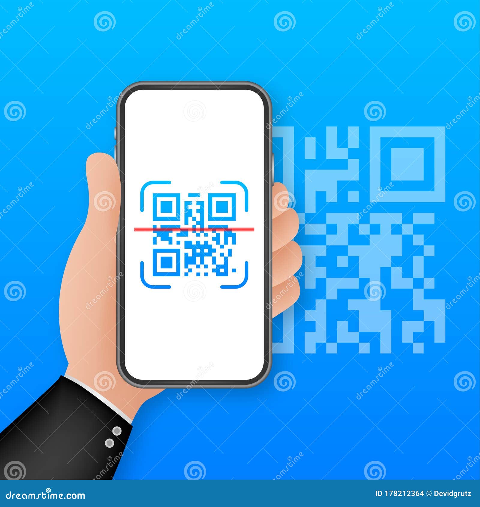 Scan Qr Code Zum Handy. Elektronischer Digitaltechnikbarcode ...