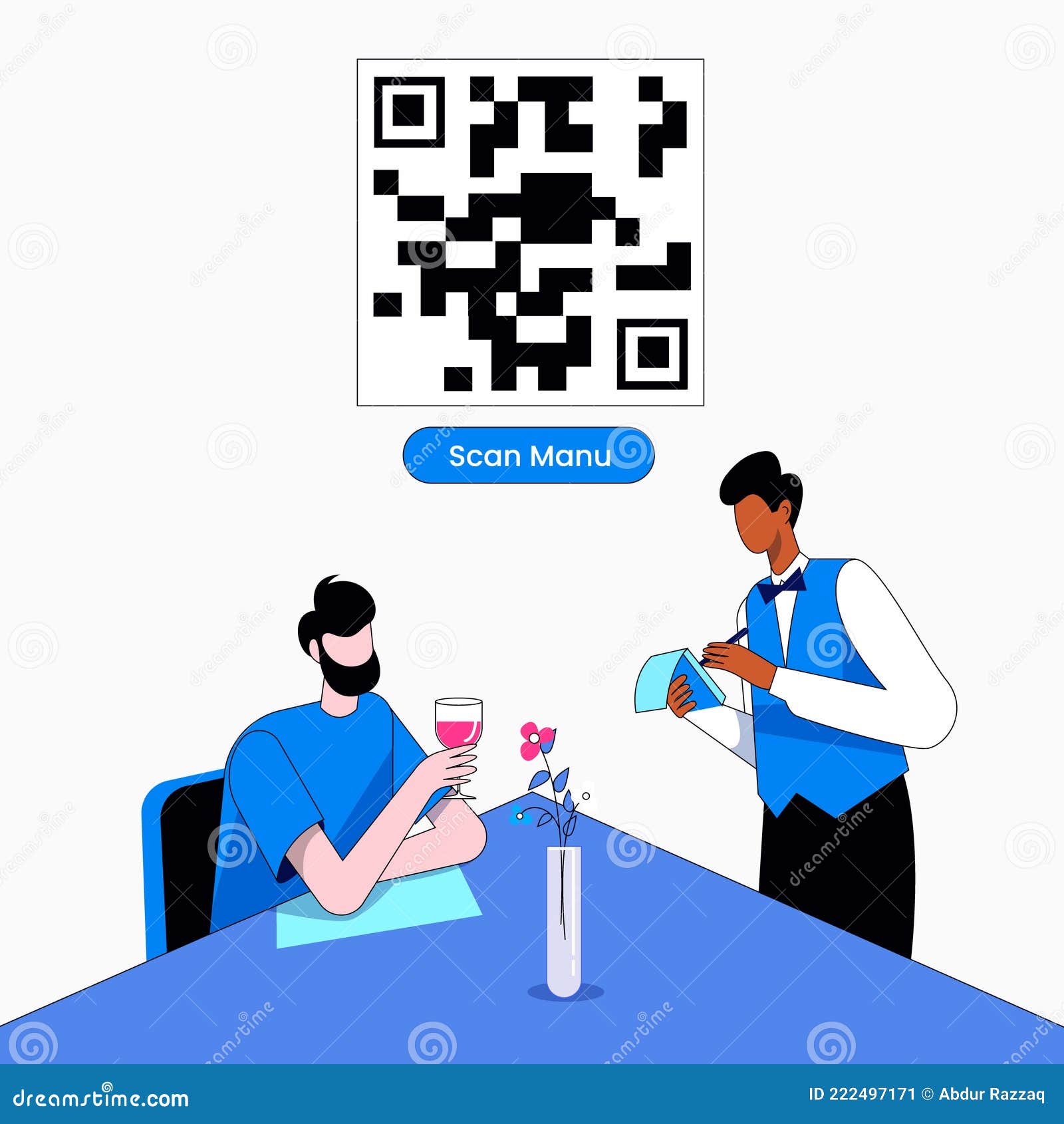 Scan Restaurant Menu Illustration Concept Vector Stock Illustration ...