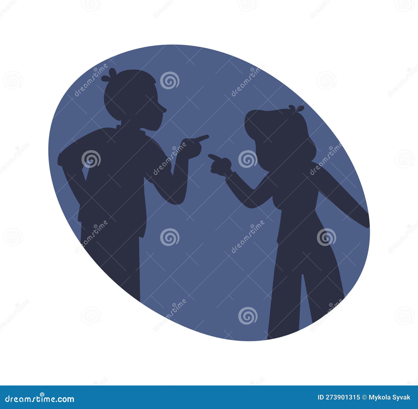 Scandal between Man and Woman Silhouette Stock Vector - Illustration of ...