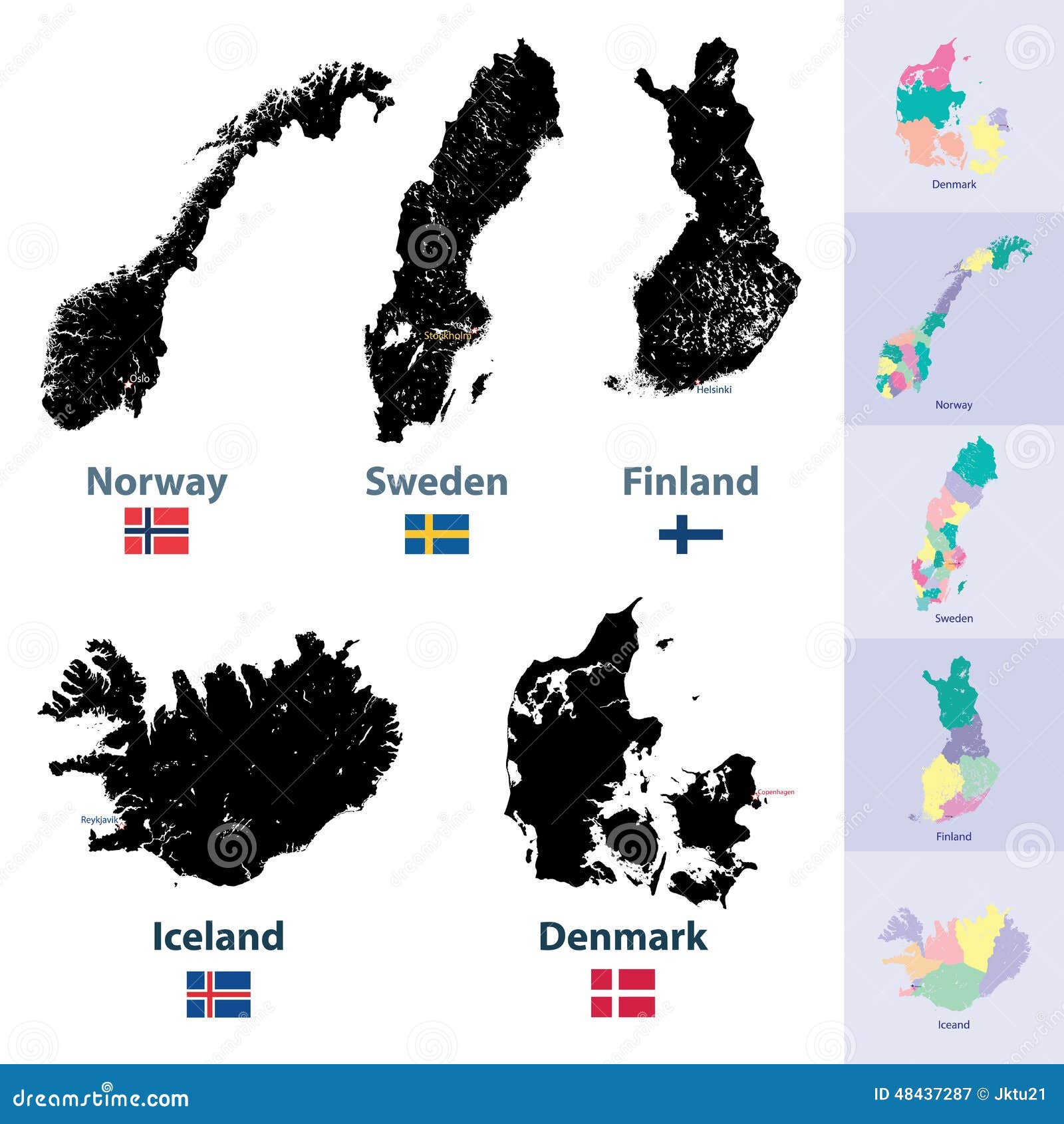 Scandianvian Countries Maps Stock Vector - Illustration of scandinavian ...