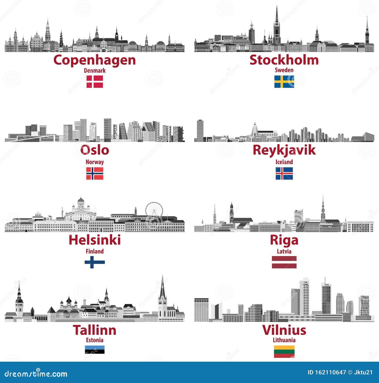 Vector Set of Baltic and Scandinavian Countries` Cities Skylines ...