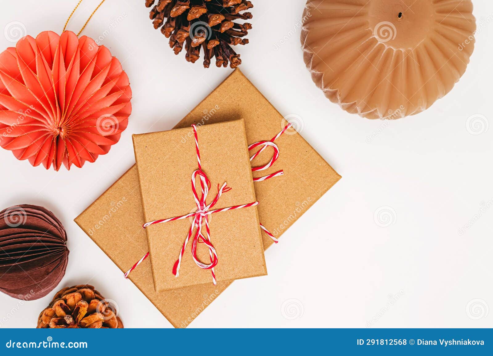 Scandinavian Christmas Decor, Craft Gift Boxes and Paper Decor Stock ...