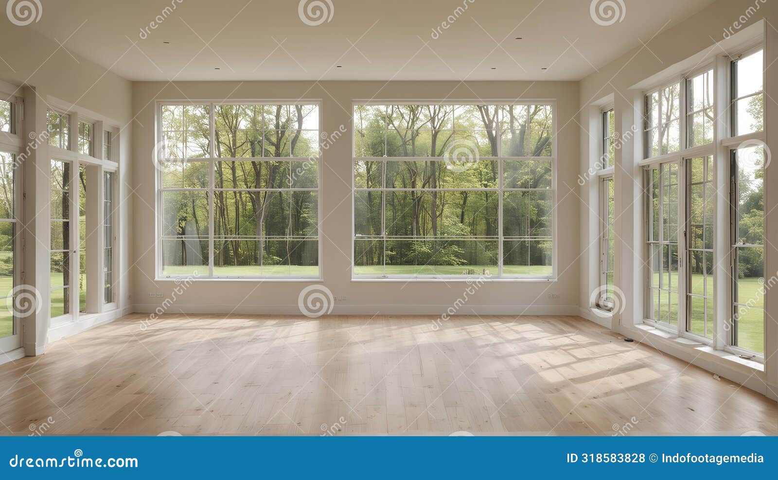 Scandinavian Empty Room with Large Windows that Allow Natural Light To ...