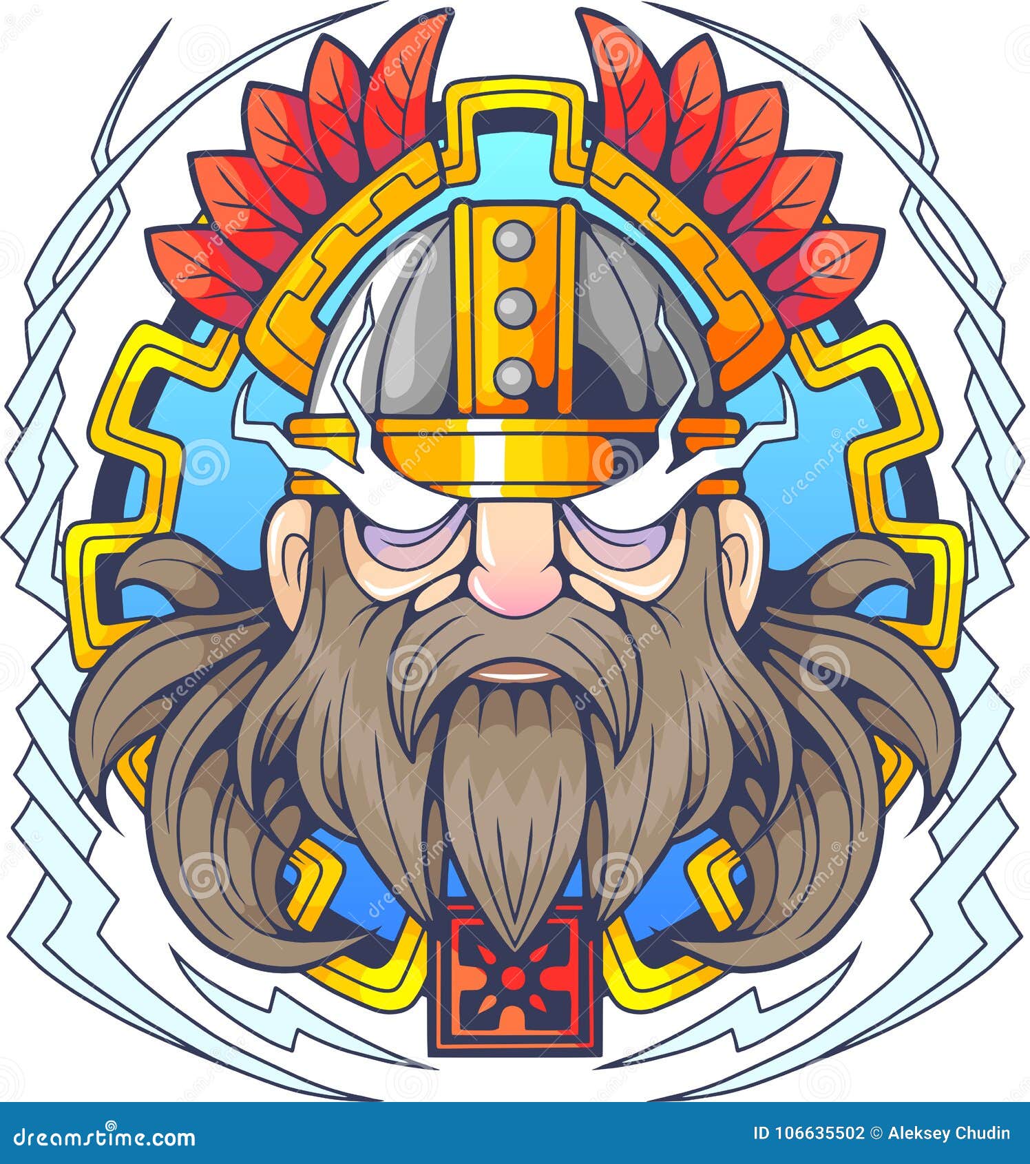 Scandinavian God Of Thunder And Storm. Hand Drawing Of Thor`s Head. The ...