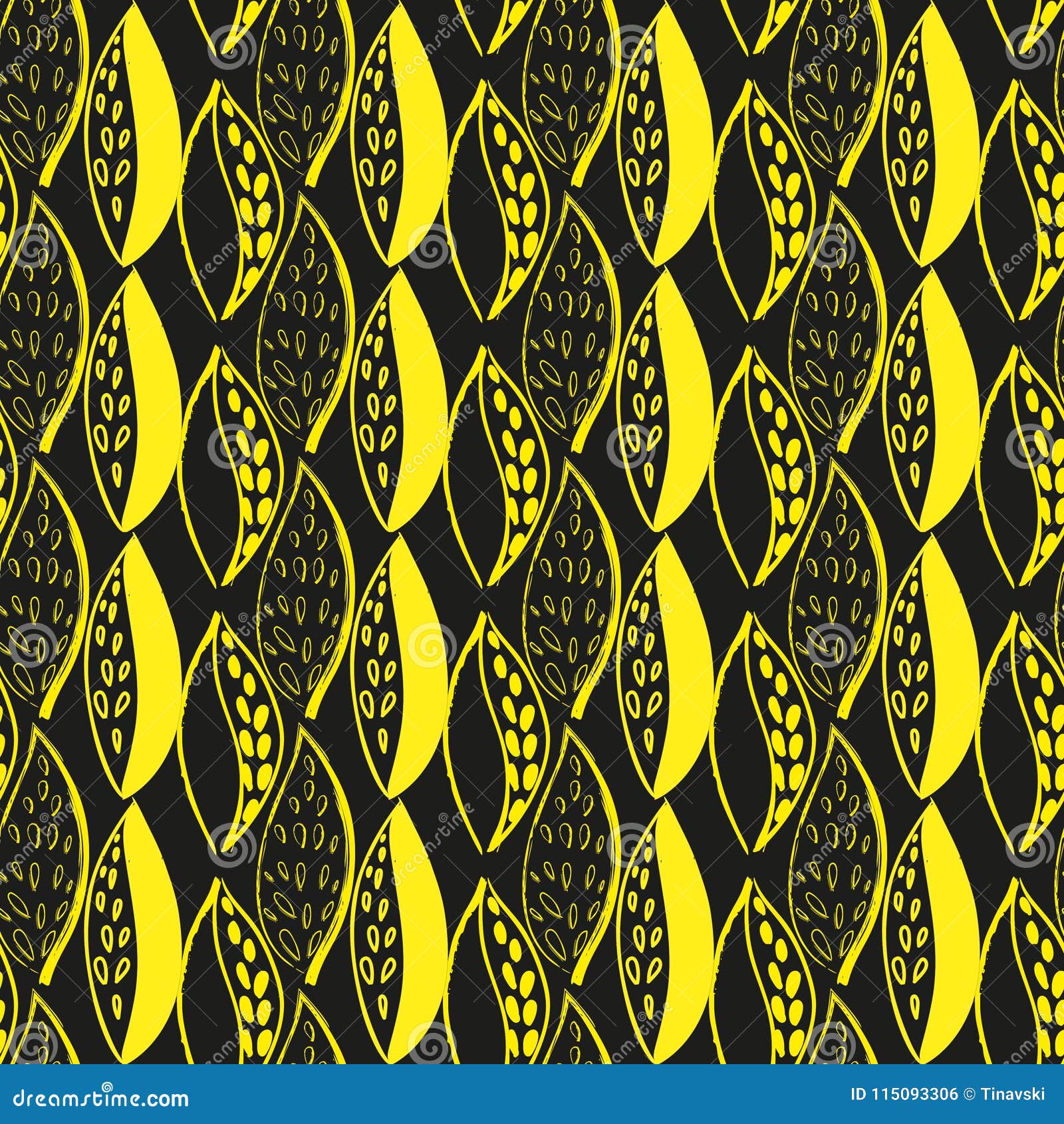 One Way Direction Yellow Foliage Doodle Seamless Pattern Stock ...