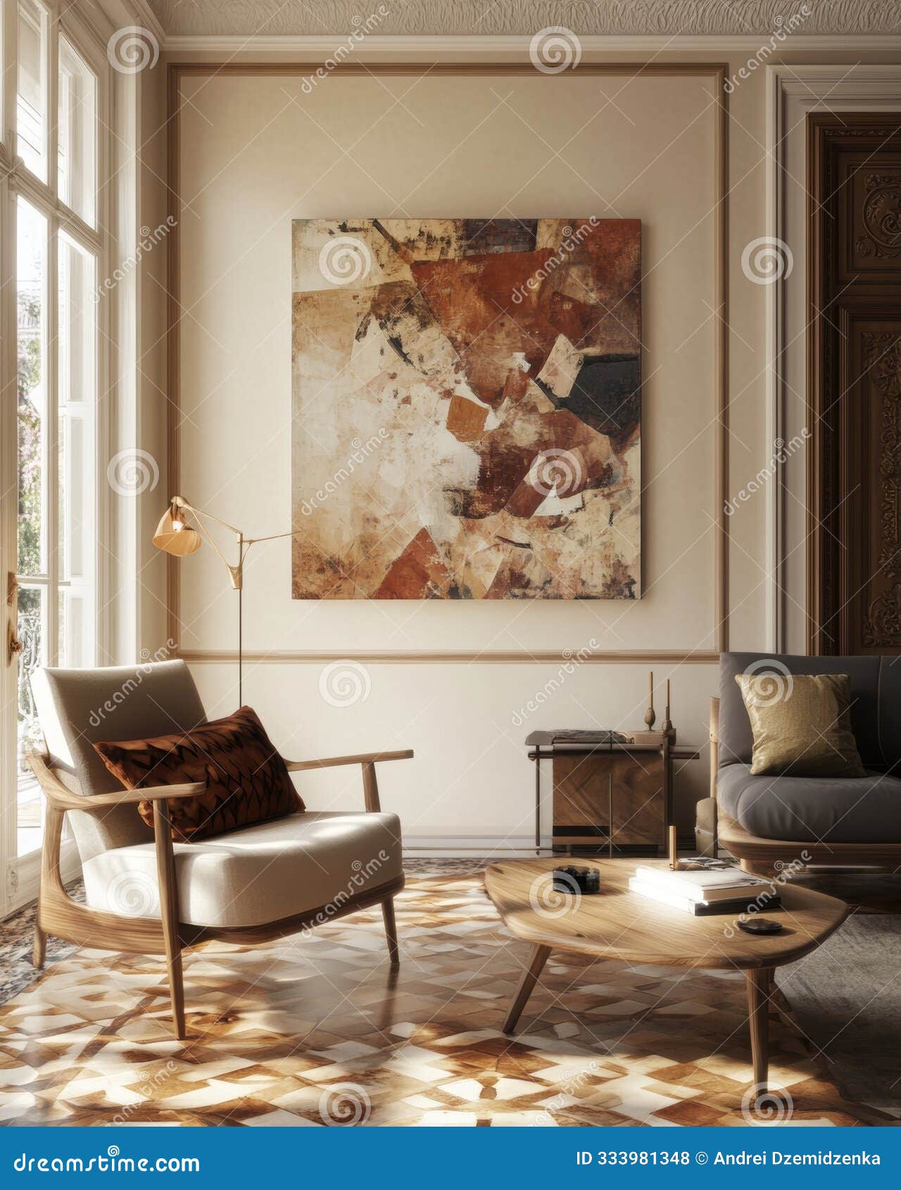 Scandinavian Living Room with Rustic Terra Cotta Armchairs and Sofas ...