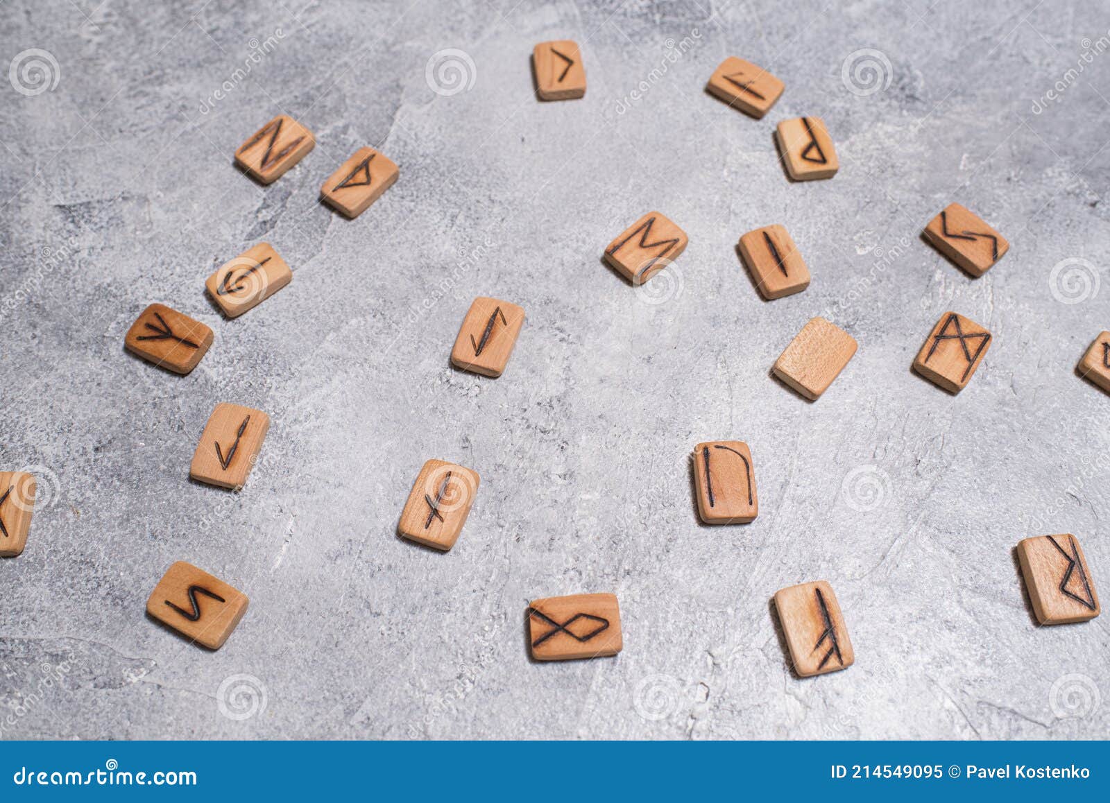 Scandinavian Magic Runes Made of Oak on Concrete. Stock Image - Image ...