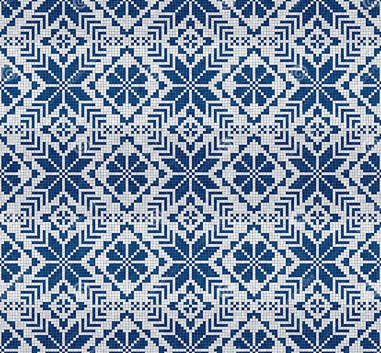 Scandinavian Mosaic Vector Pattern 4 Stock Illustration - Illustration ...
