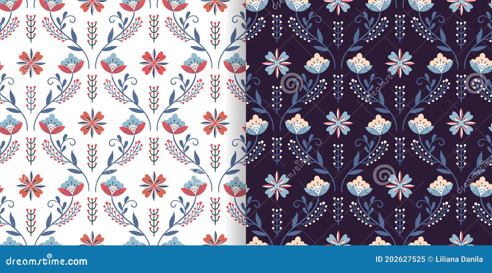 Scandinavian Decorative Seamless Patterns Set, Elegant Festive Design ...