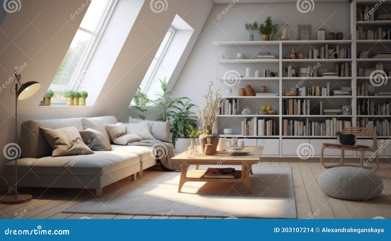 Scandinavian Room, Functional Stock Illustration - Illustration of sofa ...
