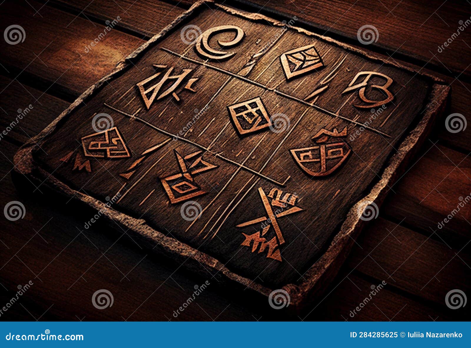 Scandinavian Runes Lie on the Board. AI Generated Stock Illustration ...