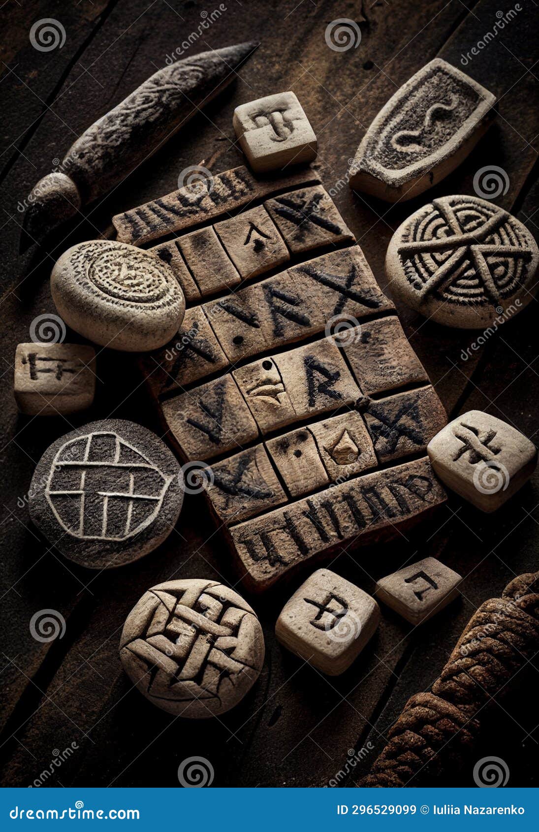 Set Of Scandinavian Runes Made Of Natural Amethyst. Elder Futhark ...