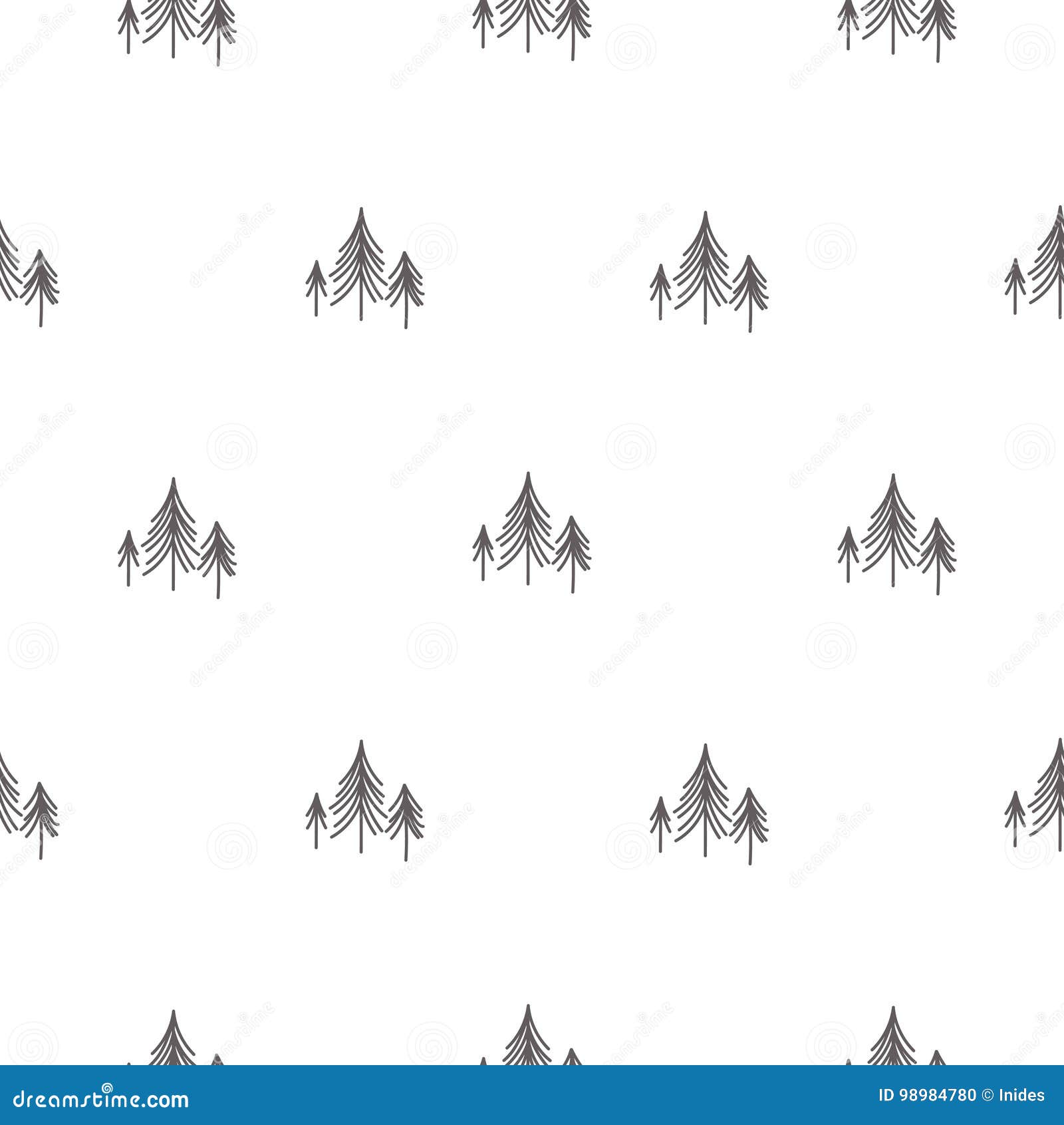 Scandinavian Simple Forest Tree on White Vector Seamless Pattern. Stock ...