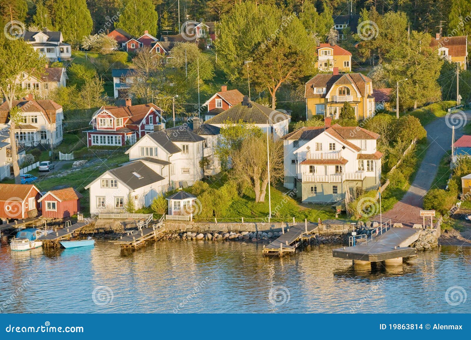 Scandinavian small harbor stock photo. Image of north - 19863814