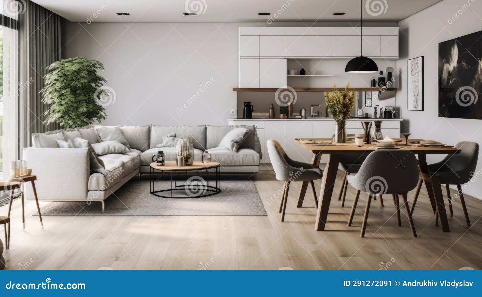 Scandinavian Studio Apartment. Interior Design of Modern Living Room ...