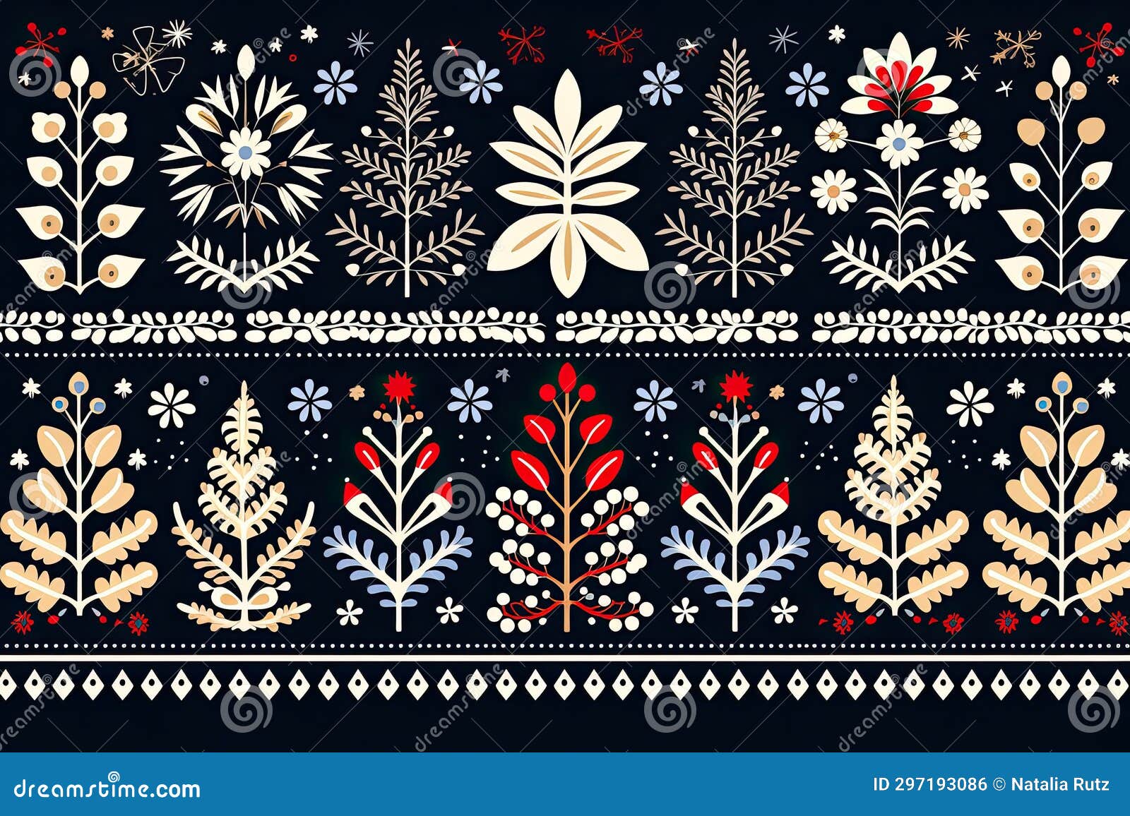 Scandinavian Style Christmas Pattern Stock Illustration - Illustration ...