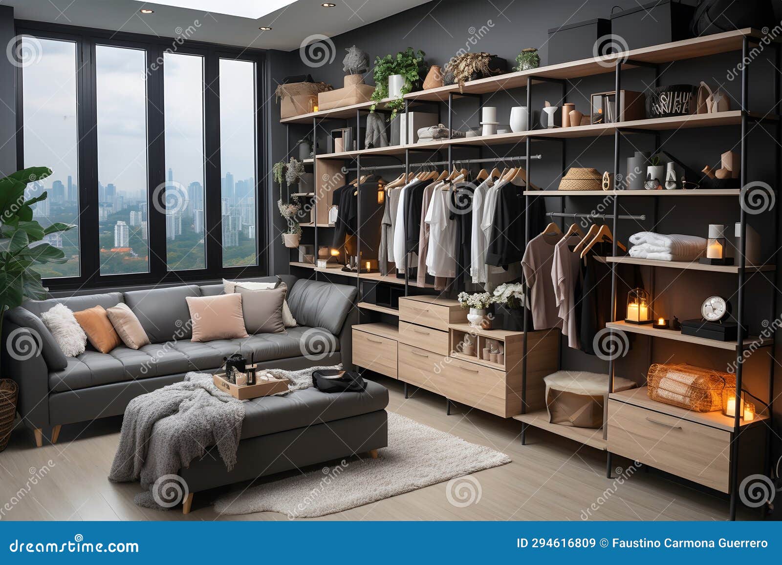 Scandinavian Style Interior Design of Modern Dressing Room. Ia ...