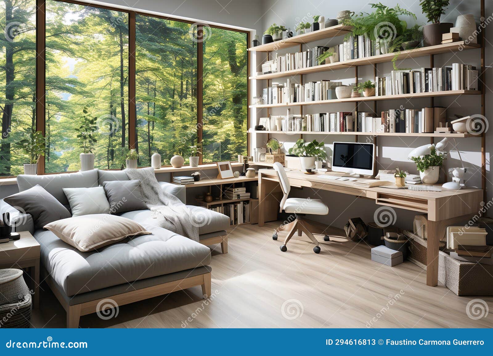 Scandinavian Style Interior Design of Modern Study Room. Ia Generated ...