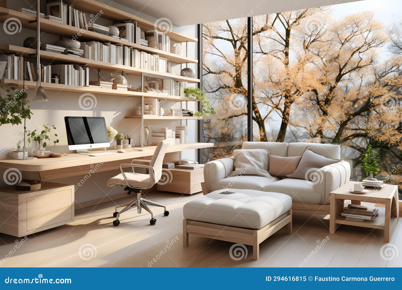 Scandinavian Style Interior Design of Modern Study Room. Ia Generated ...