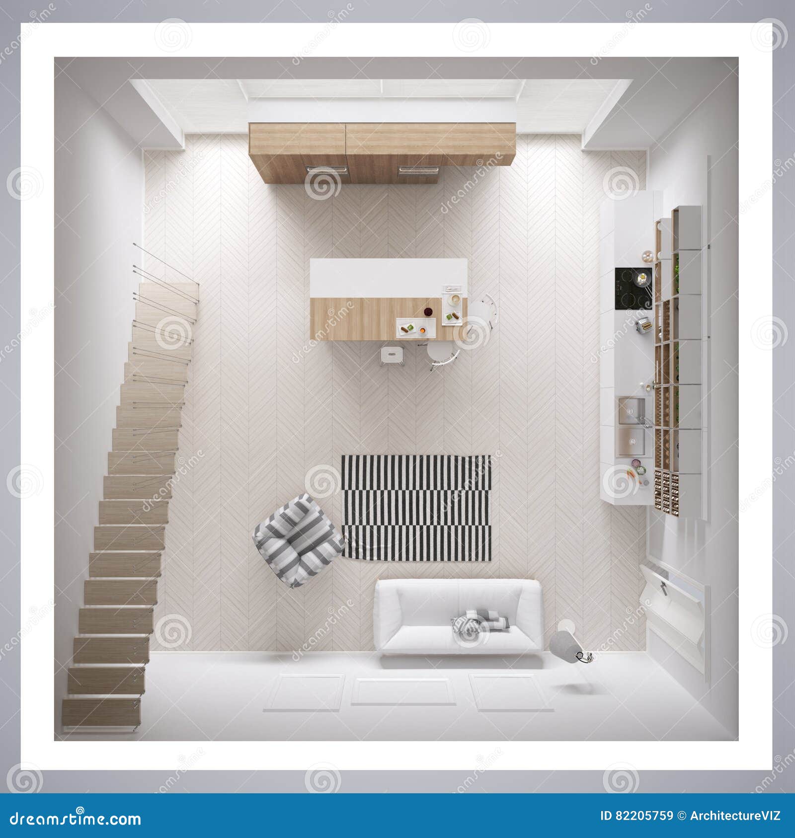 Scandinavian White Kitchen, Minimalistic Interior Design, Cross Stock ...