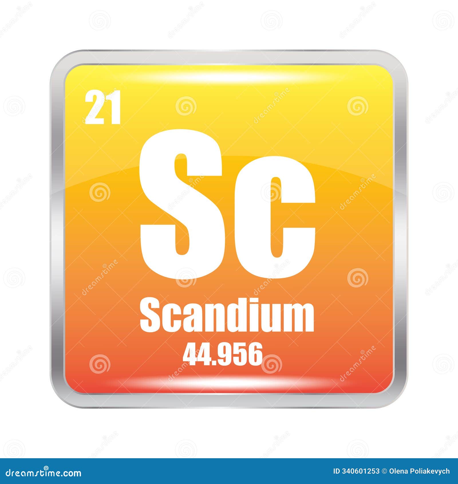 Scandium Element Icon. Sc Atomic Symbol. Atomic Number 21. Atomic Mass ...