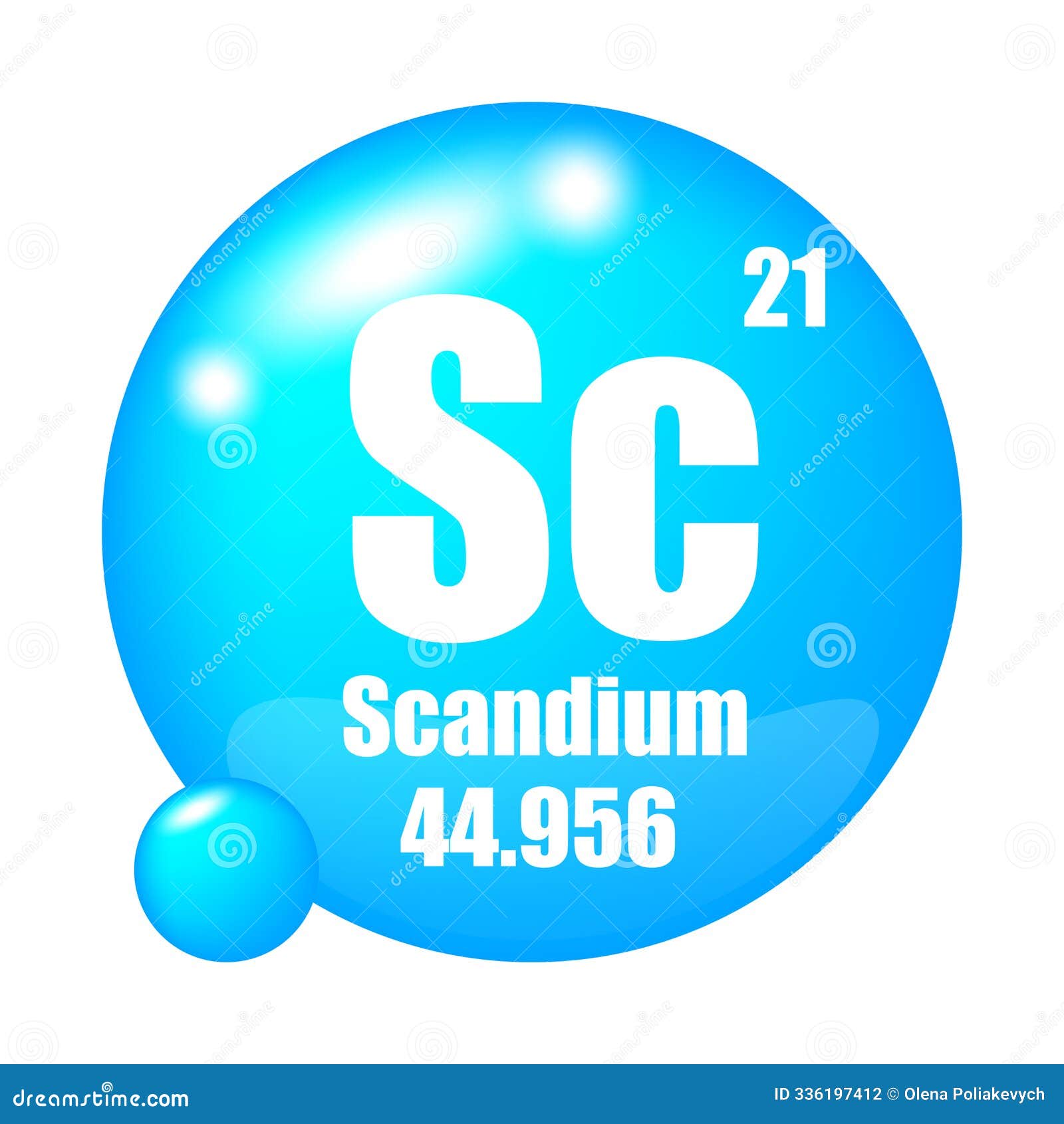 Scandium As Element 21 Of The Periodic Table 3D Illustration On Green ...