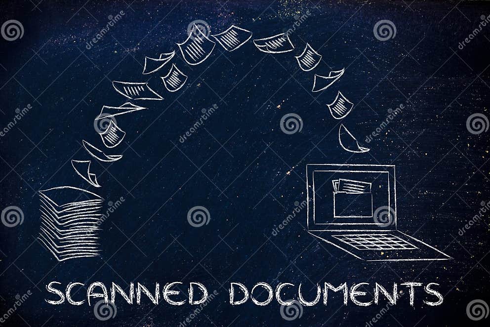 Scanned Documents: Scanning Paper and Turning it into Data Stock Photo ...