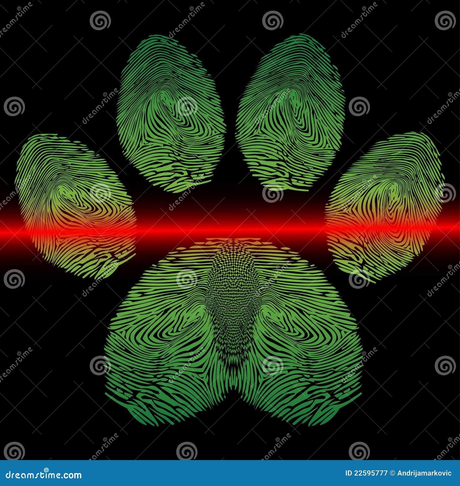Scanned paw print stock vector. Illustration of tail - 22595777