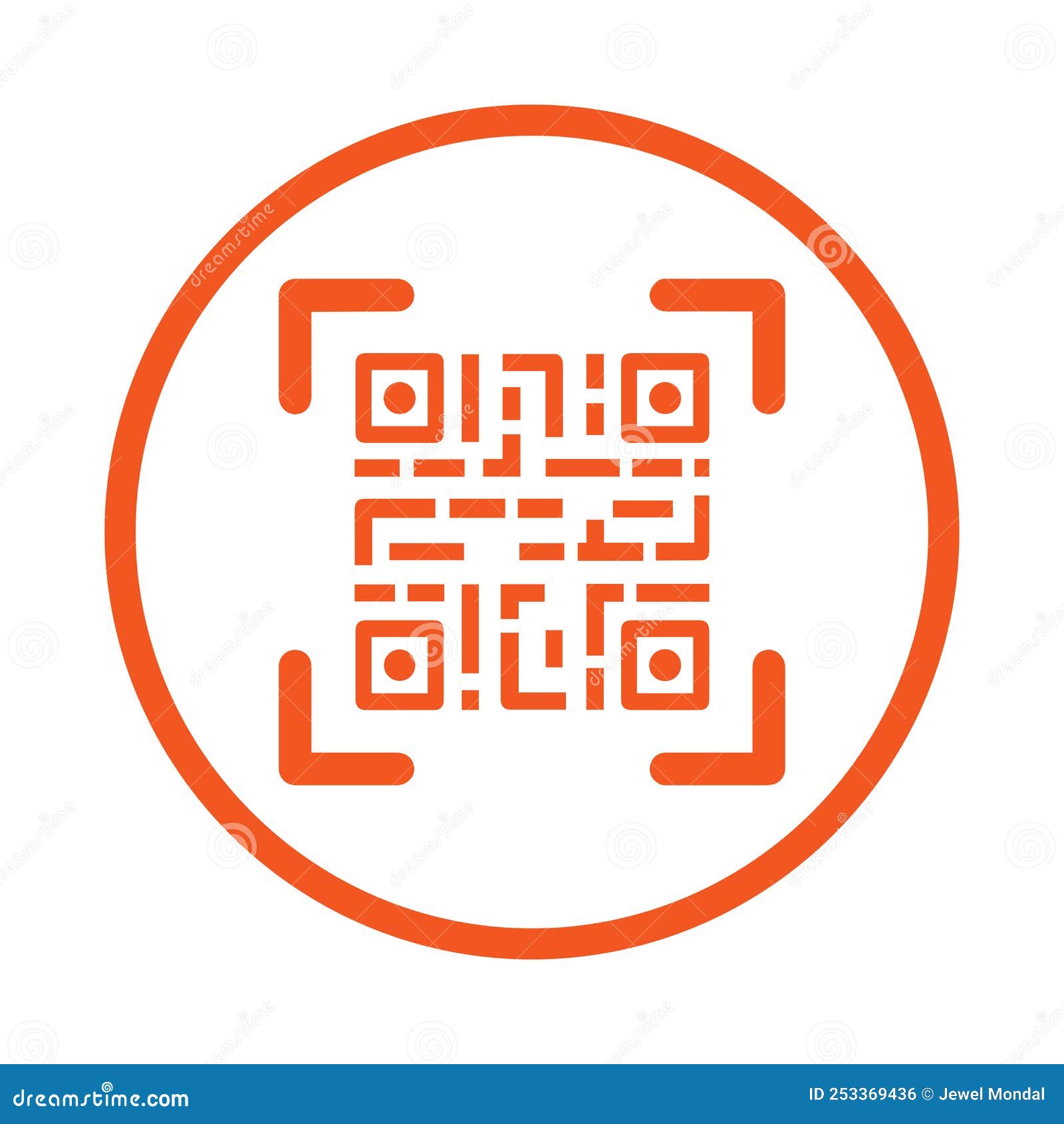 Scanner, Barcode, Qr Code Icon. Orange Vector Sketch Stock Photography ...