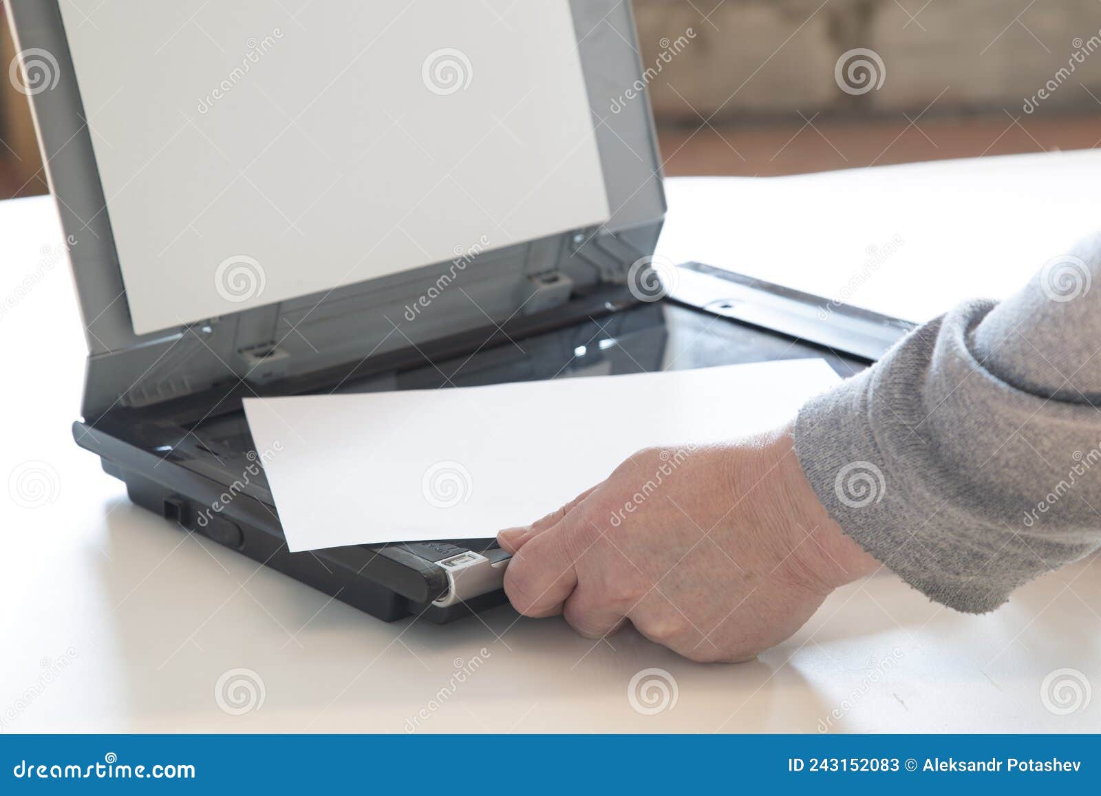 A Scanner for Copying Paper Files.the Person Copies the Files on the ...