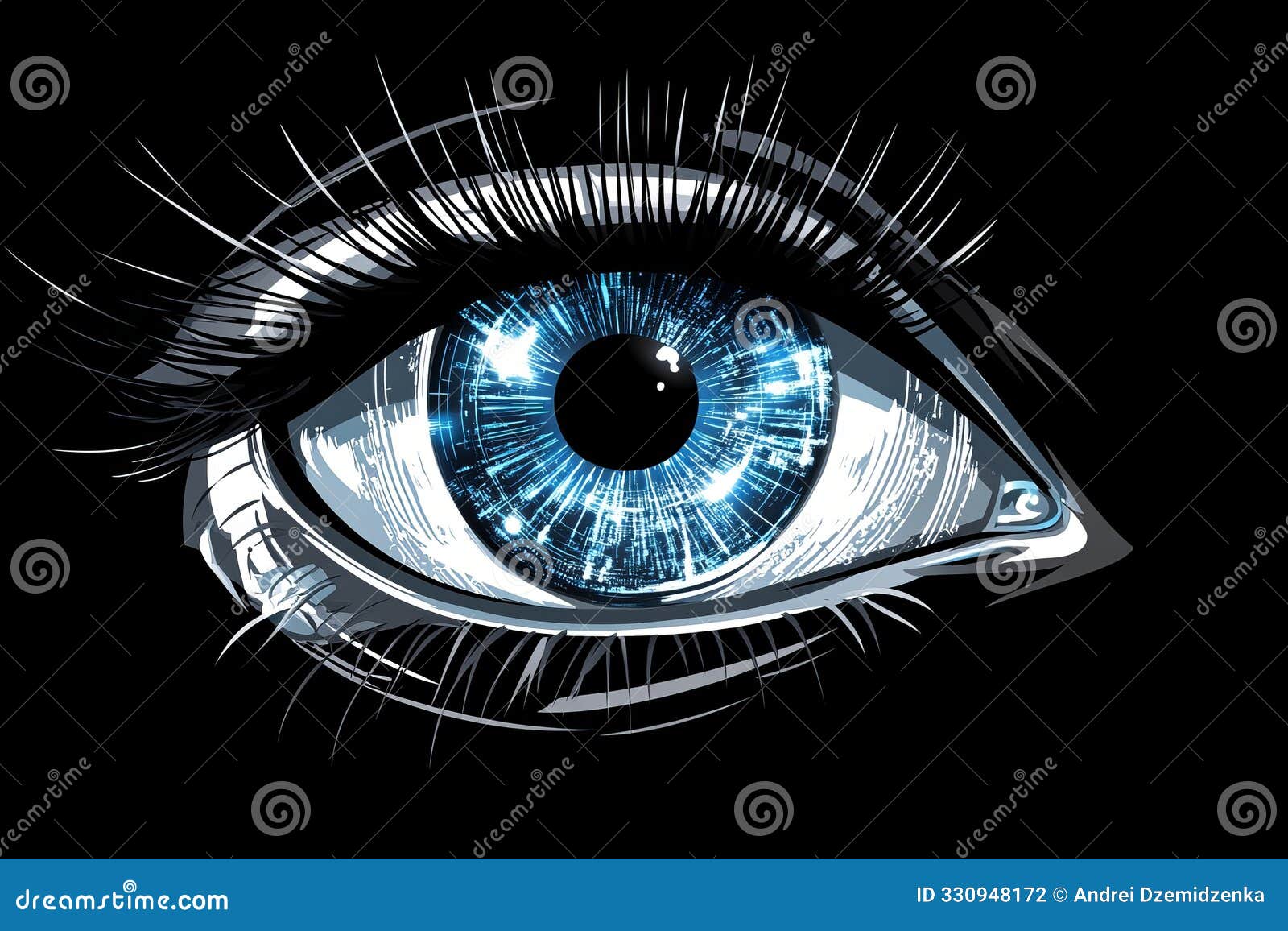 The Scanner Decodes The Retinal Data. Digital Retinal Recognition ...
