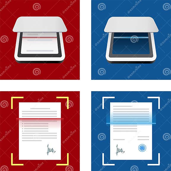 Scanner Icon Set. Digital Scanner. Text Scanning Stock Illustration ...