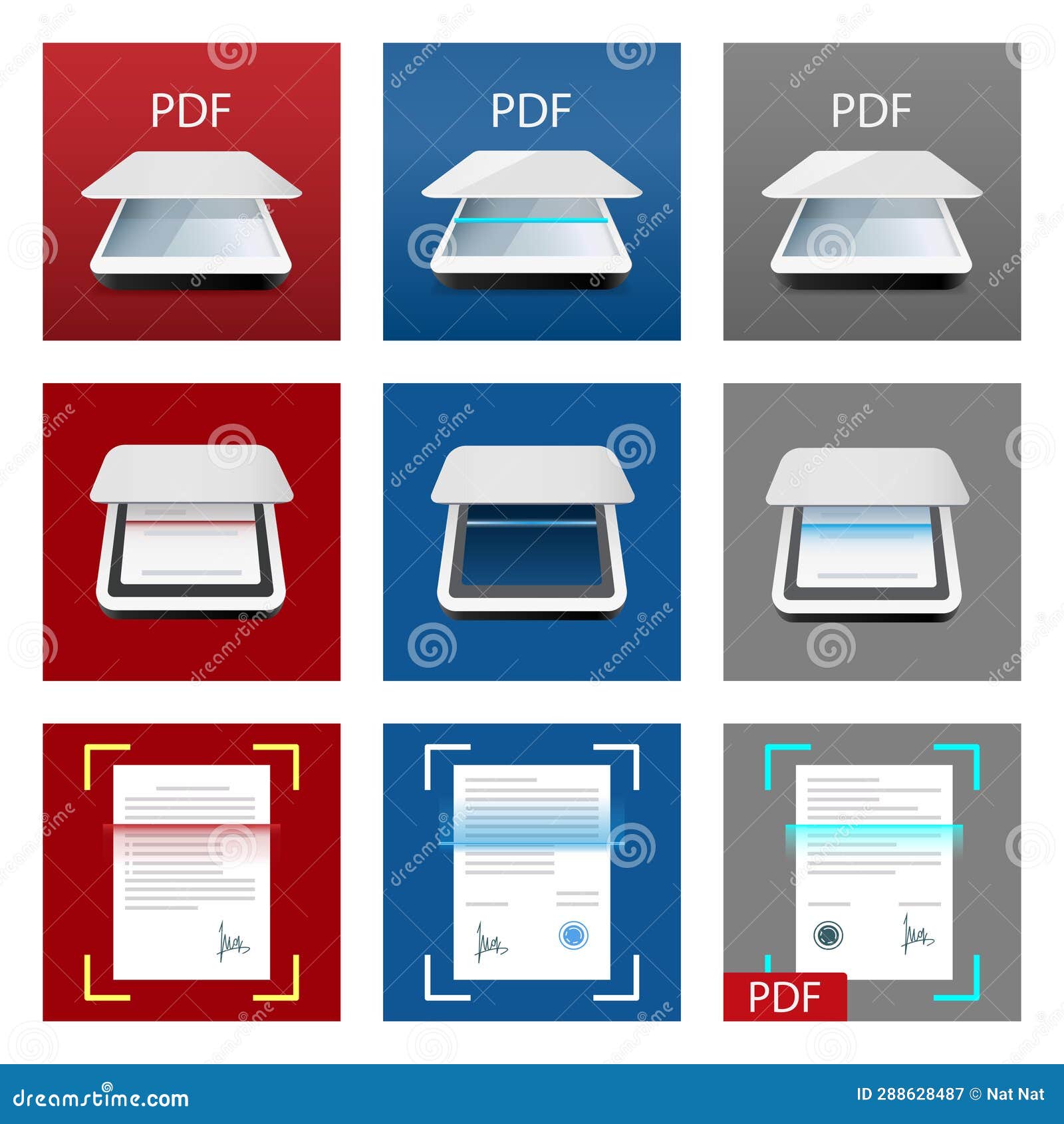 Scanner Icon Set. Digital Scanner. Text Scanning Stock Vector ...