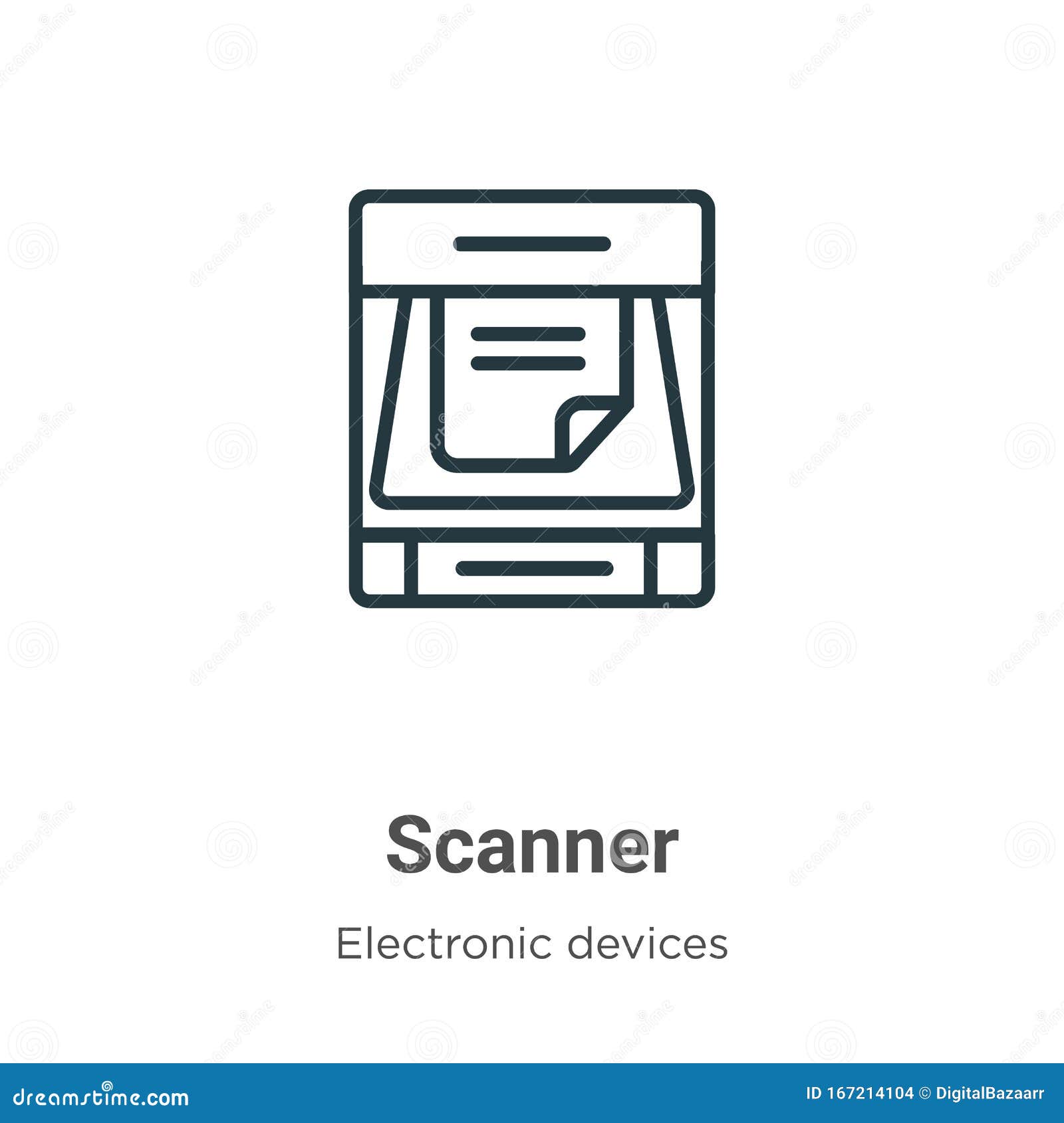 Scanner Outline Vector Icon. Thin Line Black Scanner Icon, Flat Vector ...