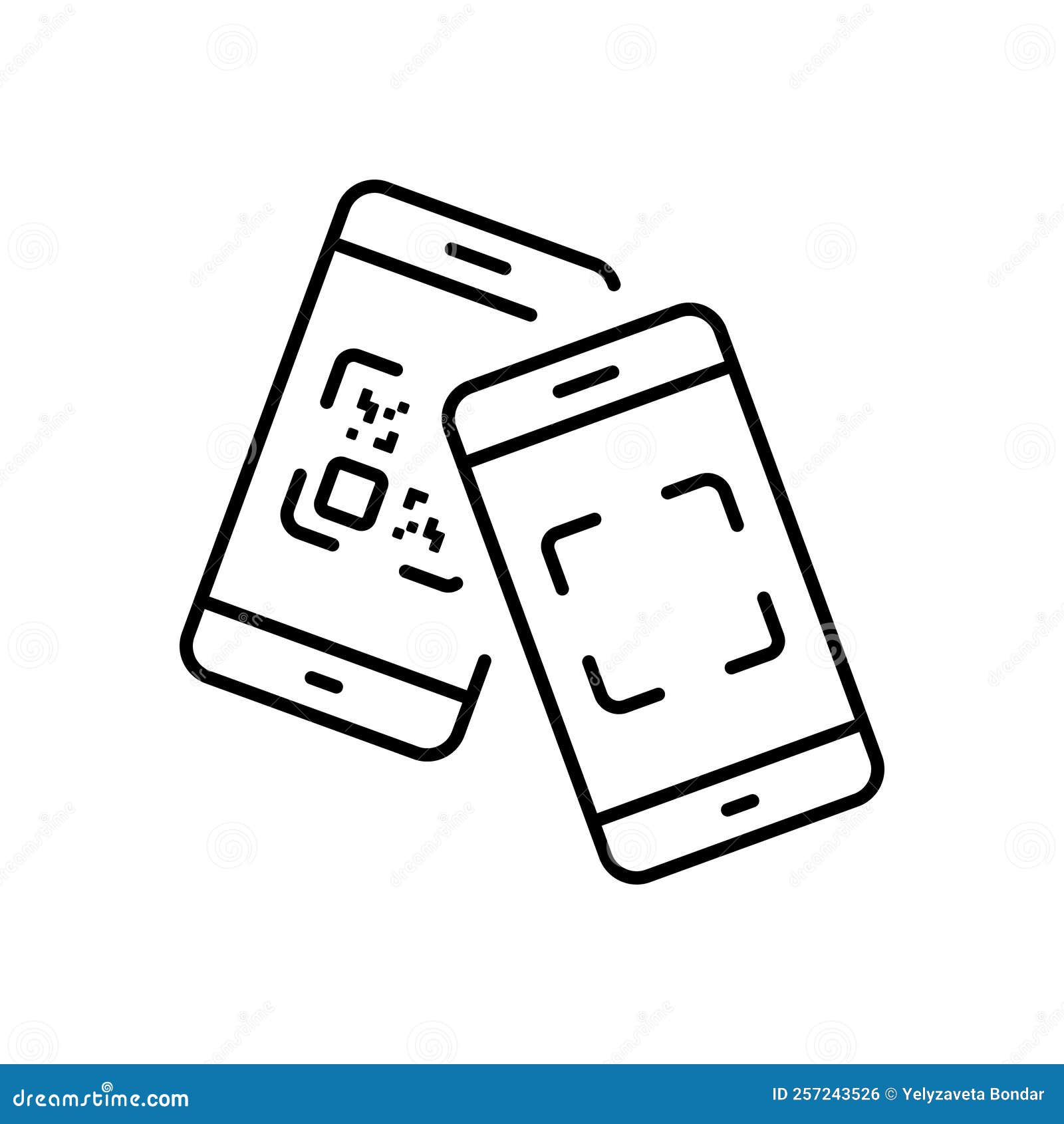 Scanner Qr Code Verification Line Icon Scan Mobile Phone For Payment Linear Pictogram Stock