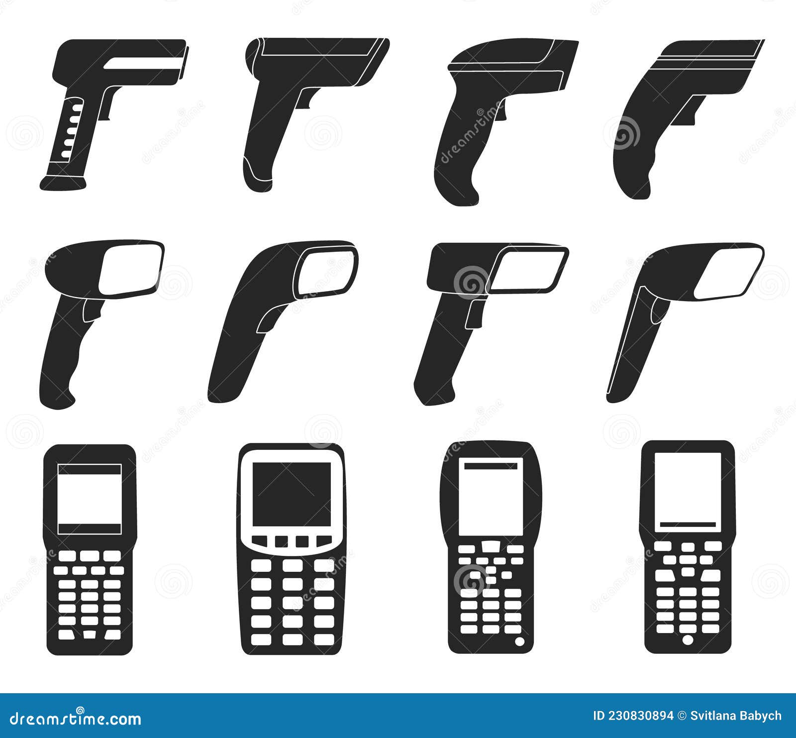 Scanner Vector Black Set Icon. Isolated Black Set Icon Barcod Code ...