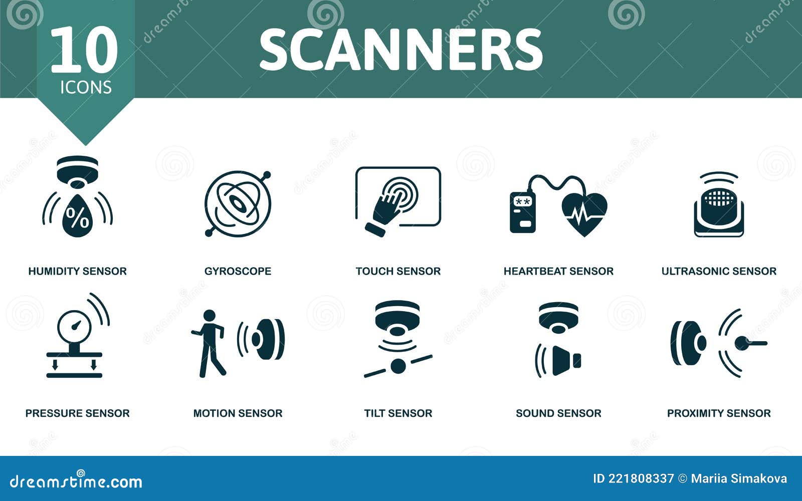 Scanners Icon Set. Contains Editable Icons Sensor Theme Such As ... Scanners Icon Set. Contains Editable Icons Sensor Theme Such As ...