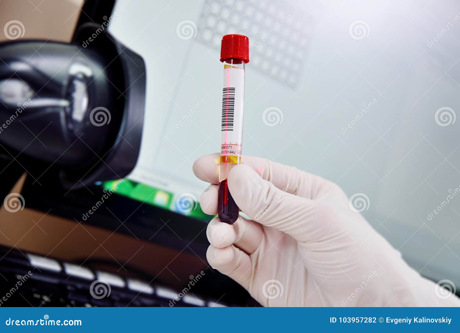 Scanning Bar Code of Test Tubes Stock Photo - Image of research ...