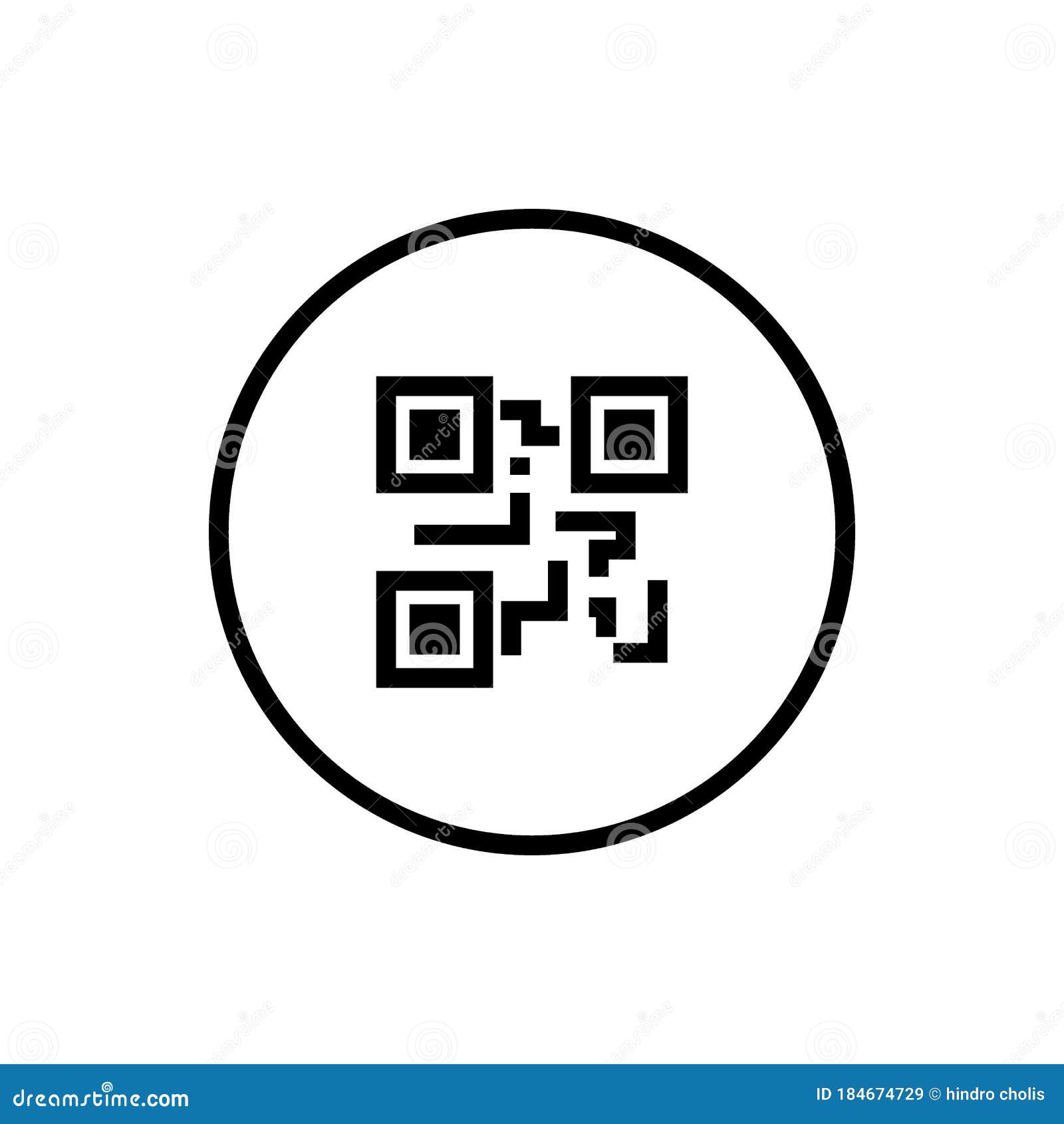 Scanning Black Round Simple Qr Code Stock Vector - Illustration of ...