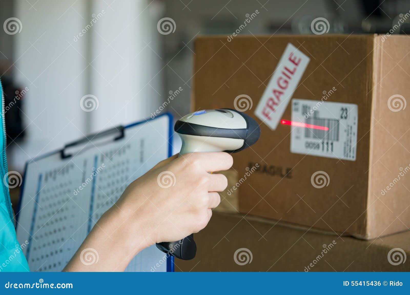 Scanning Boxes with Barcode Scanner Stock Photo - Image of closeup ...